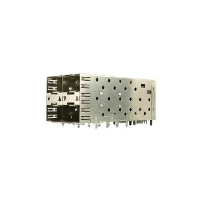 China 2x2 Ports 80Pin Female SFP Connector with Light Pipe - 1AMP Current Rating, -55°C to +105°C Operating Range for sale