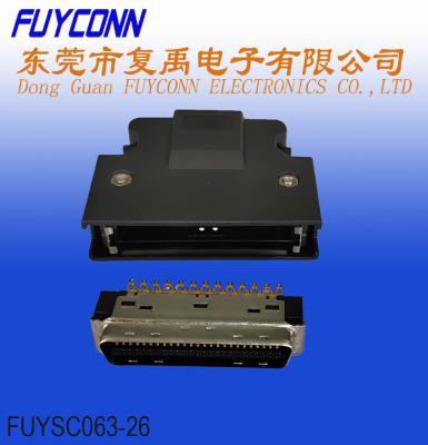 China FUYSC063-26 SCSI 50-Pin Male Connector with 1.27mm Centerline and Plastic Dust Cover for sale