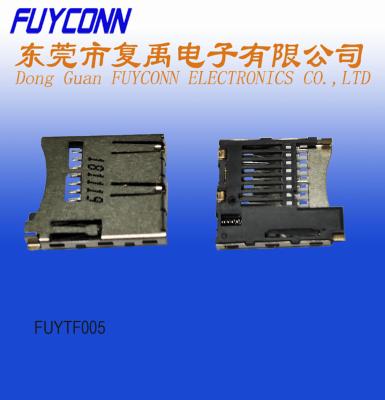 China UL94V-0 TF Card Connector 30V DC 0.5AMP with Gold Plated Contacts for PCB Mounting for sale