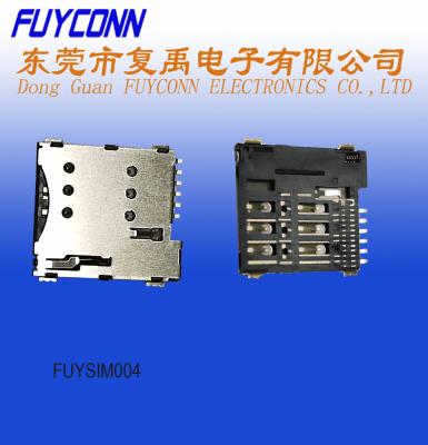China LCP Insulator SIM Push H1.35 6 Pin Card Socket Connector - 500V DC Withstand Voltage, 260℃ Operating Temperature for sale