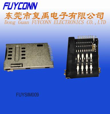 China Black Insulation H1.8 10-Pin SIM Card Socket Connector with 1AMP Current and 500V Withstand Voltage for sale