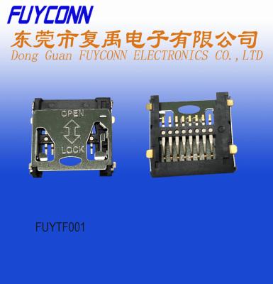 China 8-Pin TF Card Connector Clamshell Holder with 0.5A Current Rating and 500V DC Withstand Voltage for PCB Applications for sale