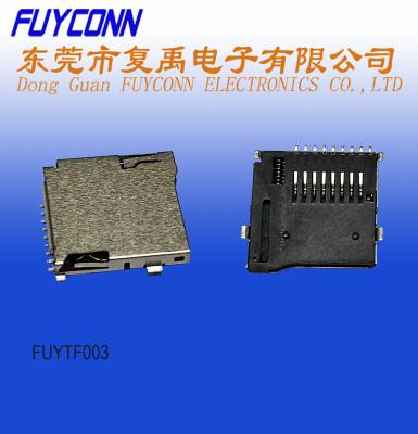 China 9-Pin TF Card Connector with Gold-Plated Copper Alloy Contacts, 0.5A 30V DC Rating for PCB Mounting for sale