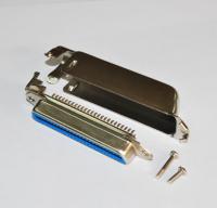 China 90 Degree 50 Pin Centronic Female Solder Connector with Metal Hood - 2.16mm Centerline, 5A Rating for sale