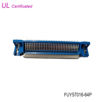 China 64 Pin DDK Centronic Male Right Angle PCB Connector with 2.16mm Centerline and Boardlock - UL Certified for sale