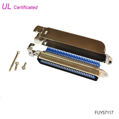 China Amphenol 2.16mm Pitch 64 Pin Male Centronic IDC Connector with Side Entry Metal Cover for Communication Equipment for sale