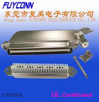 China TYCO 64 Pin Male Centronic Champ IDC Connector 2.16mm Pitch UL Certified 45 Degree Metal Cover for sale
