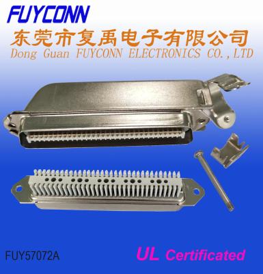 China TYCO 64 Pin Male Centronic Champ IDC Connector 2.16mm Pitch UL Certified 45 Degree Metal Cover for sale