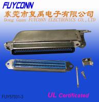 China 64 Pin Centronics Male Plug Connector 32 Pairs Solder Type Right Angle Metal Hood for sale