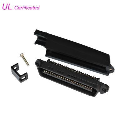 China 90 Degree Black PPO Male Plug Champ 50 Pin Centronics Connector for RJ21 Cable with 2.16mm Centerline and 5A Current Rating for sale