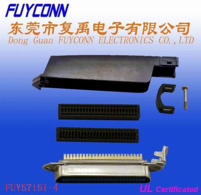 China 50 Pin IDC Centronic Male Connector 2.16mm Pitch 25 Pairs Metal Shell L Shape Plastic Cover for sale