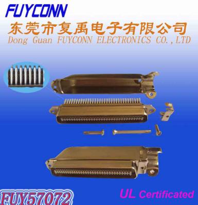 China Amphenol 2.16mm Pitch 64 Pin IDC Crimping Plug Connector 32 Pairs Male 90 Degree Metal Cover for sale