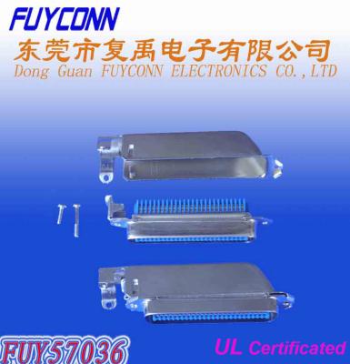 China TYCO 90 Degree Centronic 50 Pin RJ21 Male Plug Champ IDC Connector with Metal Cover for sale