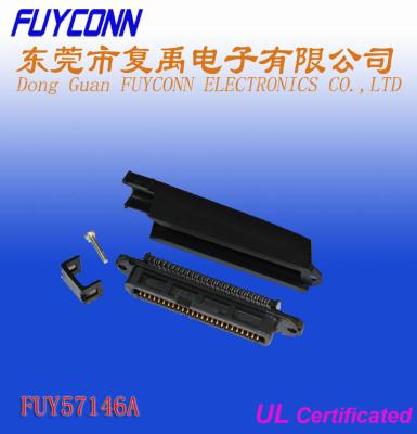 China TYCO 90 Degree RJ21 50 Pin Female Centronic Champ IDC Connector with Plastic Cover for sale