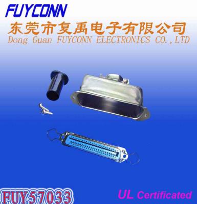China 14-50 Pin Female Centronics Solder Receptacle Connector 180 Degree Metal Cover 2.16mm for sale