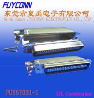 China 70500 Centronic 50-Pin Male Solder Connector with 90° Cable Outlet and 2.16mm Centerline for sale