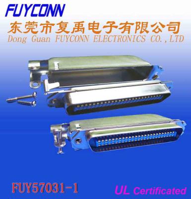 China 70500 Centronic 50-Pin Male Solder Connector with 90° Cable Outlet and 2.16mm Centerline for sale