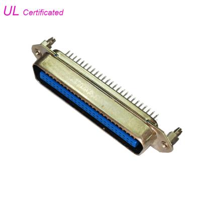 China DIP Type Male PCB Right Angle 50 Pin Centronics Connector With Board Locks for sale
