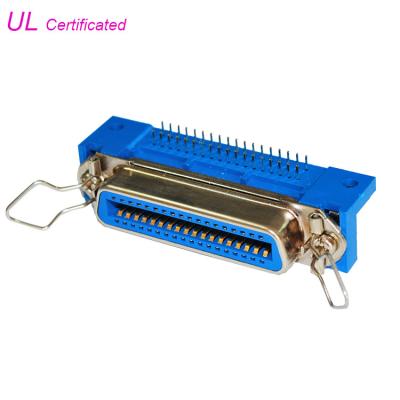 China 50-Pin Centronics Right Angle PCB Female Connector with 2.16mm Centerline and 5A Current Rating for sale