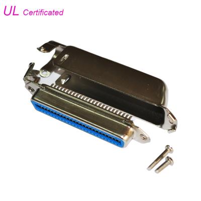 China 50 Pin Female Centronic Solder Pin Connector with Metal Cover - 2.16mm Centerline, 5A Rating, UL Certified for sale