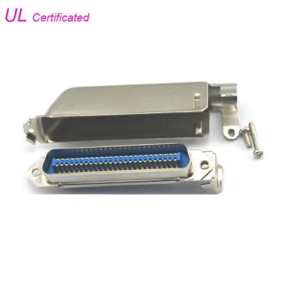 China 90 Degree 50-Pin Centronic Solder Pin Connector with Metal Cover - 2.16mm Centerline, 5A Rating, UL Certified for sale