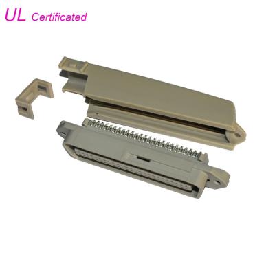 China Tyco 50 Pin Centronic Solder Plug Connector with 90 Degree Plastic Cover - 2.16mm Centerline, 5A Current Rating for sale