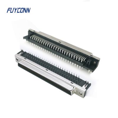 China SCSI Female Connector Right Angle PCB 68pin 100pin 1.27mm Pitch with Board Lock for sale