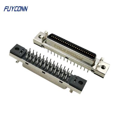 China 180 Degree PCB SCSI Connector Female 50P MDR Servo Connector 1.27mm Pitch for sale