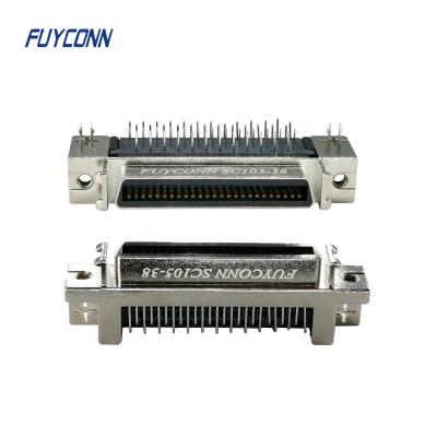 China 90 Degree PCB SCSI Connector 50pin Female Zinc Alloy Shell 1.27mm Pitch for sale