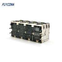 China Phosphor Bronze 2x4 8 Ports 64 Pin Female PCB RJ45 Jack Connector with 1.5A Current Rating and 125V AC Voltage for sale