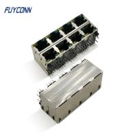 China Phosphor Bronze 2x4 8 Ports 64 Pin Female PCB RJ45 Jack Connector with 1.5A Current Rating and 125V AC Voltage for sale