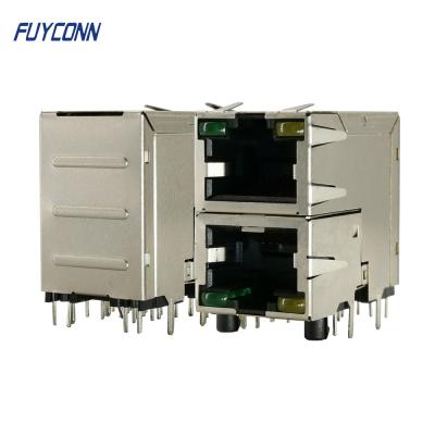 China 2x1 Port 16-Pin RJ45 Female Connector with Red/Green LED Indicators - 1.5A 125V AC Rating for sale