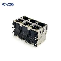 China 2x3 6 Ports Female RJ45 PCB Modular Jack Connector 48 Pin with Yellow LED - 1.5A 125V Rating for sale