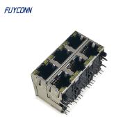 China 2x3 6 Ports Female RJ45 PCB Modular Jack Connector 48 Pin with Yellow LED - 1.5A 125V Rating for sale