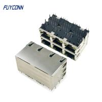 China 2x3 6 Ports Female RJ45 PCB Modular Jack Connector 48 Pin with Yellow LED - 1.5A 125V Rating for sale