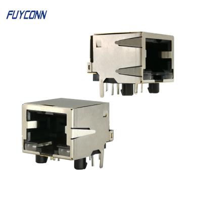 China 1 Port 1x8P 8Pin Right Angle PCB Female RJ45 Modular Connector with 1.5A 125VAC Rating and LED Indicator for sale