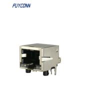 China 1 Port 1x8P 8Pin Right Angle PCB Female RJ45 Modular Connector with 1.5A 125VAC Rating and LED Indicator for sale