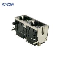 China 2 Port 16 Pin Right Angle PCB RJ45 Connector with PBT Insulator - 125V AC Rating, 1.5A Current for sale