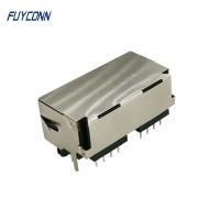 China 2 Port 16 Pin Right Angle PCB RJ45 Connector with PBT Insulator - 125V AC Rating, 1.5A Current for sale