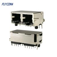 China 2 Port 16 Pin Right Angle PCB RJ45 Connector with PBT Insulator - 125V AC Rating, 1.5A Current for sale