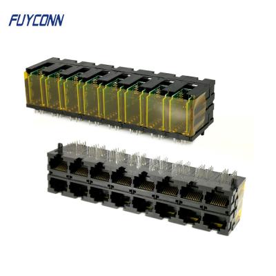 China PCB 2x8 Ports 16×10P 160 Pin RJ45 Connector with Right Angle Terminal - 1.5A 125V Rating for sale
