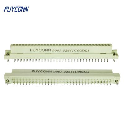 China 64-Pin Female DIN 41612 Eurocard Connector with Board Lock - 2A Current Rating, 2.54mm Pitch, Right Angle PCB Mount for sale