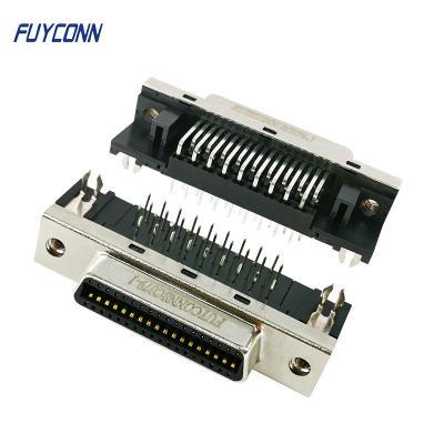 China 36 Pin SCSI Connector Right Angle Female PCB Mount 1.27mm Pitch with 1A Current Rating and -55°C to 105°C Operating Range for sale
