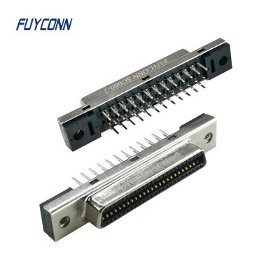 China 50Pin PCB SCSI Female Connector 180 Degree Straight Mount 1.27mm Pitch for sale