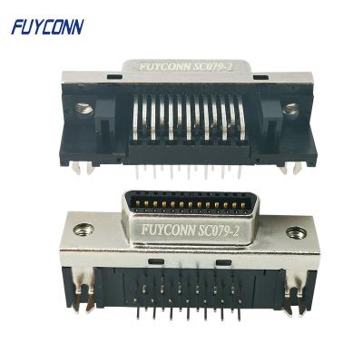 China 26-Pin Right Angle SCSI Connector 1.27mm Pitch Female MDR for PCB Board with 1A Current Rating for sale