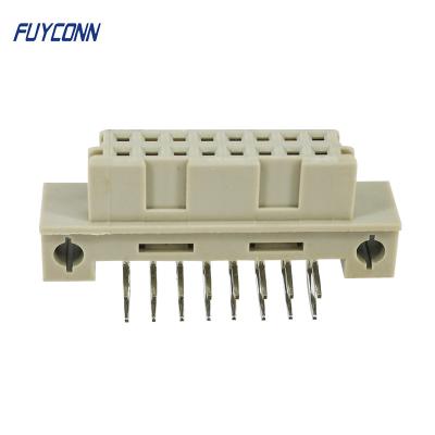China DIN41612 Female 2 Row 16 Pin Right Angle PCB Eurocard Connector 2.54mm for sale