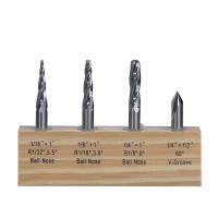 China 4Pc 1/4 3D Carving Bit Solid Carbide Drill Bits For Hardened Steel for sale