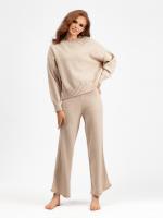 China Women s Sweaters with Pullover Closure for Outdoor Activities in Fall Season Knitted long sleeved sweater wide leg pants for sale