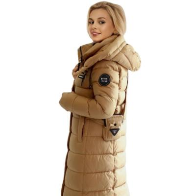 China FODARLLOY 2022 puffer jacket ladies warm hooded cotton-padded clothes slim long down winter jackets women coats for sale