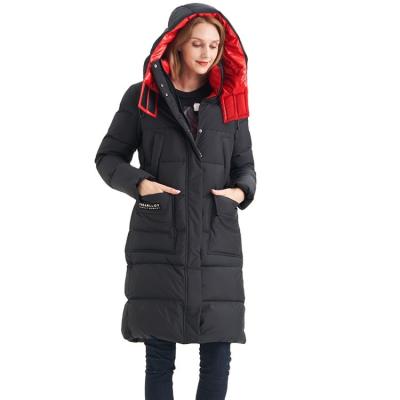China FODARLLOY Ladies Warm Hooded Cotton-Padded Clothes Women Slim Long Down Winter Jackets Women Water Repellent Puffer Coats for sale